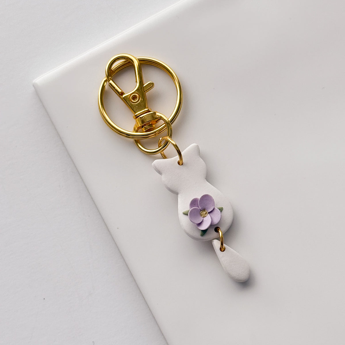 Floral Cat Dangle Keychain – WildHoneyClay