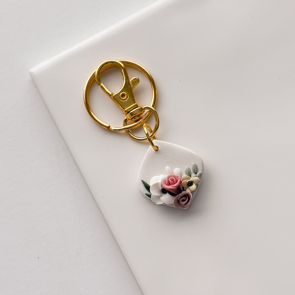 Floral Rounded Diamond Keychain – WildHoneyClay